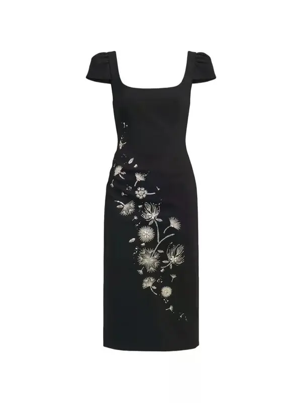 Cinq À Sept Midnight Dandelion Iliana Midi Dress - Black