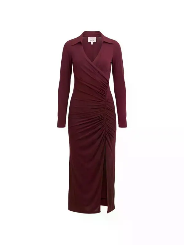 Cinq À Sept Fabia Ruched Midi Dress - Red