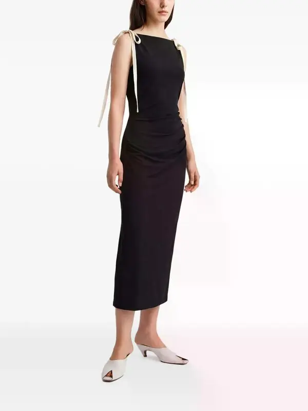 Anna Quan Testino Tie-strap Gathered Midi Dress - Black