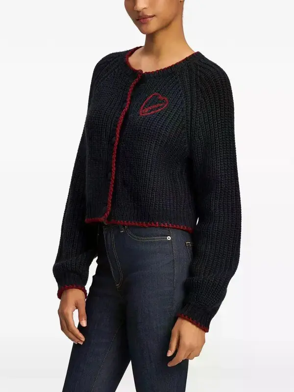 Cinq À Sept Millie Amour Heart-embroidered Cardigan - Blue