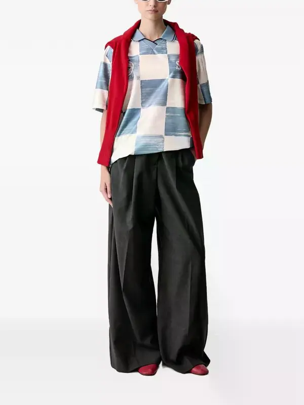 Stine Goya Xumbro Checked Lace-patch Polo Shirt