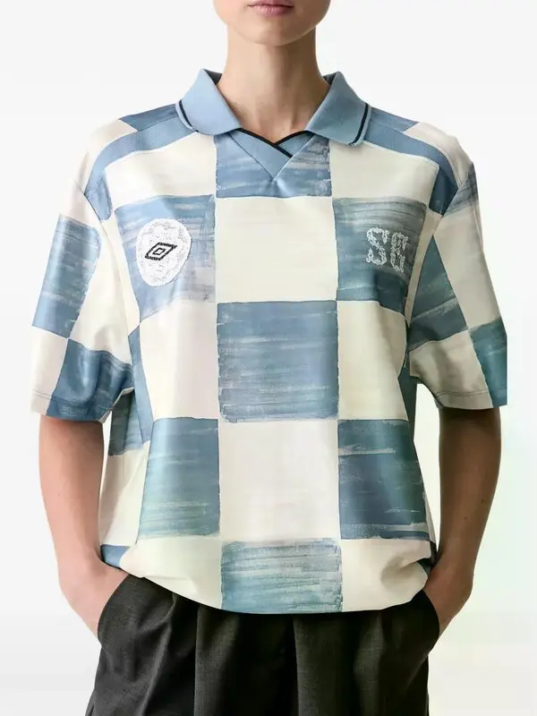 Stine Goya Xumbro Checked Lace-patch Polo Shirt