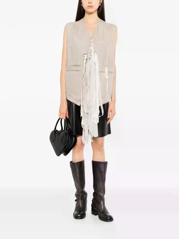 MIDORIKAWA Safety-pin Frayed-trim Gilet