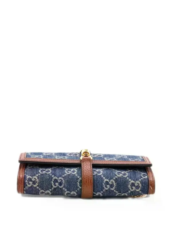 Gucci Jackie 1961 Continental Chain Wallet Gg Denim Clutch Bag