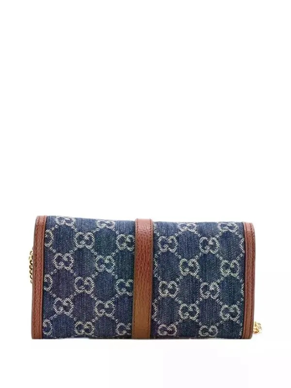 Gucci Jackie 1961 Continental Chain Wallet Gg Denim Clutch Bag
