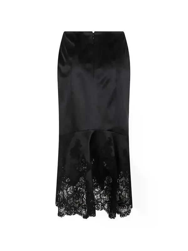 Ermanno Scervino Lace-trim Silk Midi Skirt