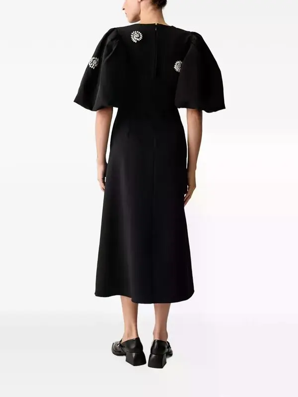 Stine Goya Crystal-embellished Puff-sleeve Midi Dress