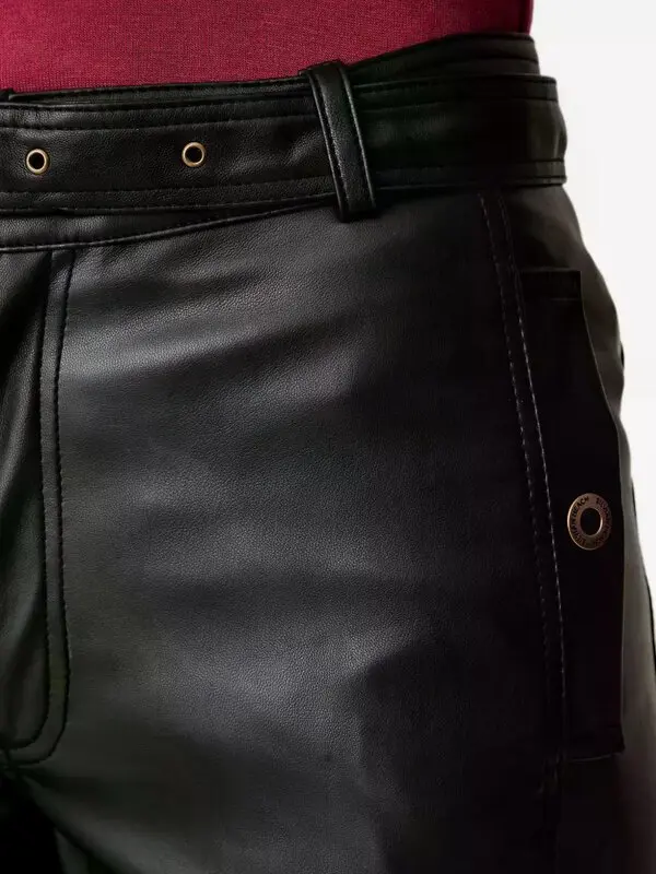 SILVIAN HEACH Belted Faux-leather Trousers