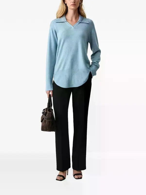 SILVIAN HEACH Curved-hem Polo-collar Sweater - Blue