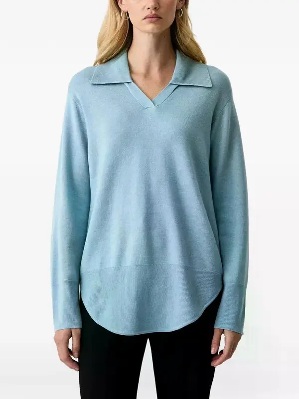 SILVIAN HEACH Curved-hem Polo-collar Sweater