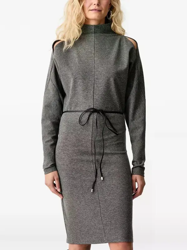 Patrizia Pepe Cold-shoulder Belted Dress - Grey