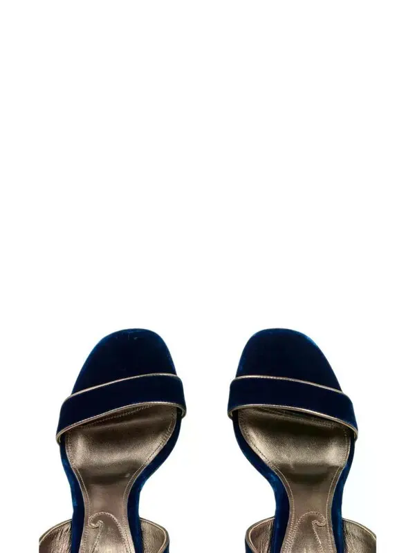 Etro Velvet High-heeled Sandals With Animal Buckle - Blue