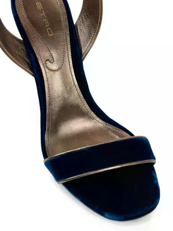 Etro Velvet High-heeled Sandals With Animal Buckle - Blue