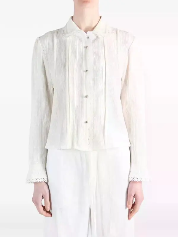 ANN DEMEULEMEESTER Isaka Lace-trimmed Pintuck-detail Shirt