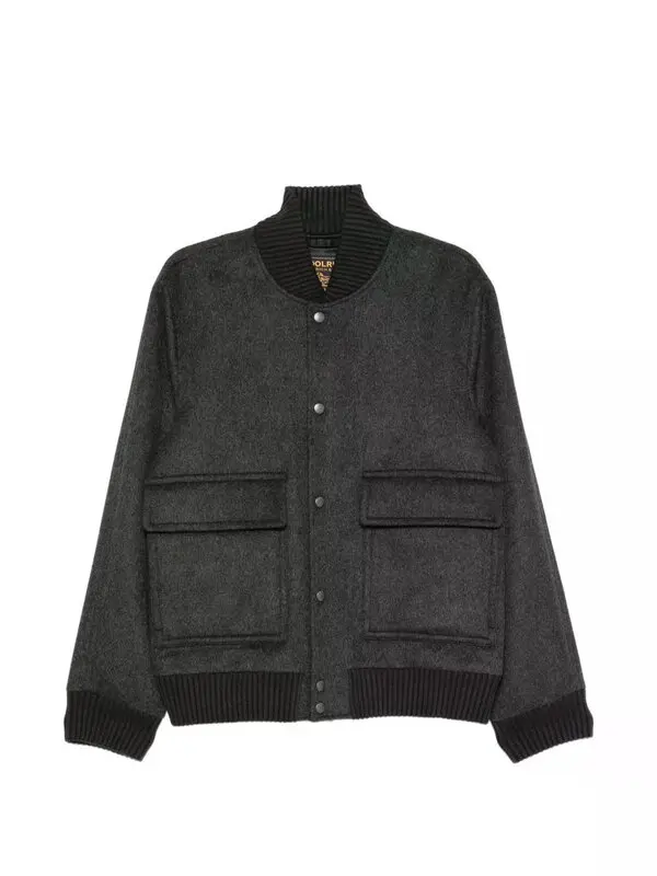 Woolrich Ribbed-knit Panelled Bomber Jacket - Grey