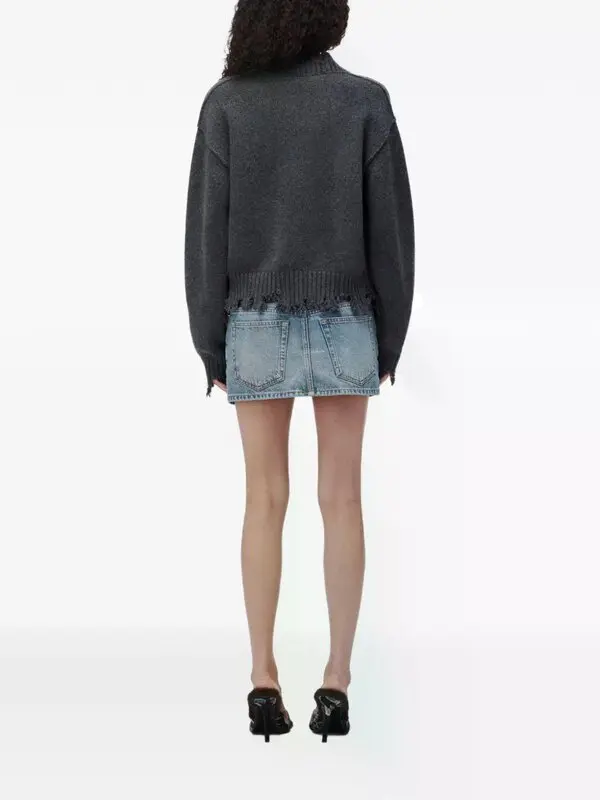 Alexander Wang Grunge Cropped V-neck Pullover