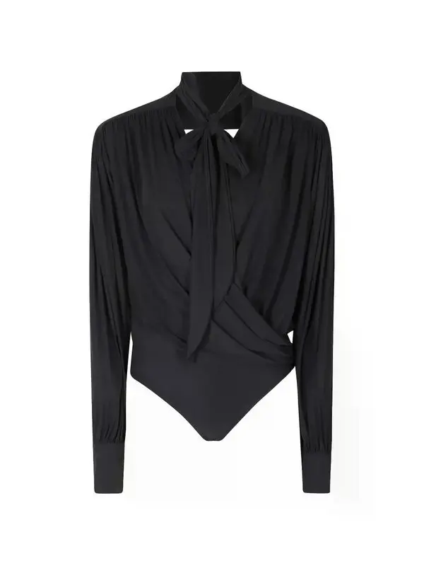 AMAZUIN Keila Draped Bodysuit - Black