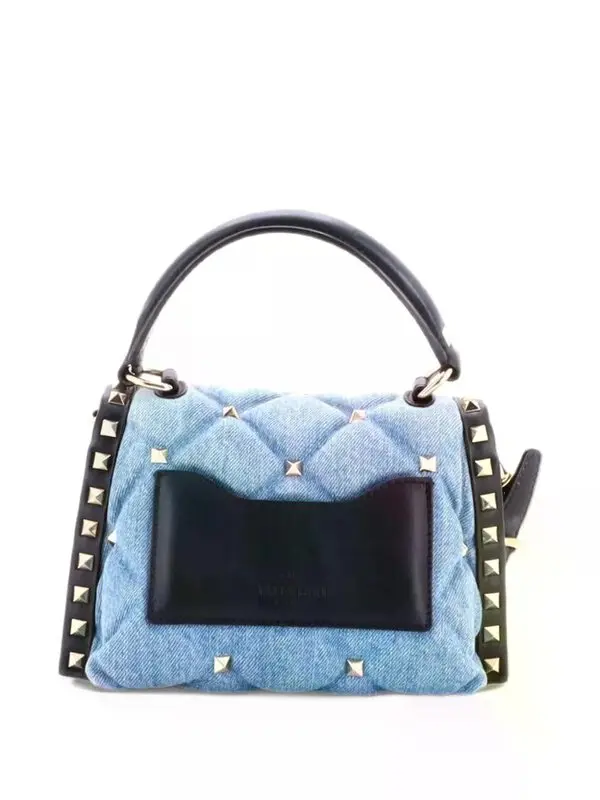 Valentino Garavani Candystud Top Handle Bag Denim Mini Satchel - Blue