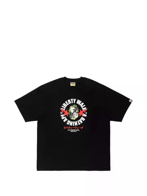 A BATHING APE X Liberty Walk Abc Camo Ape Head T-shirt - Black