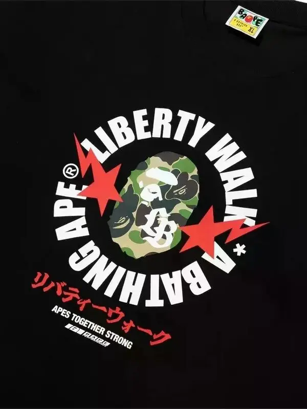 A BATHING APE X Liberty Walk Abc Camo Ape Head T-shirt - Black