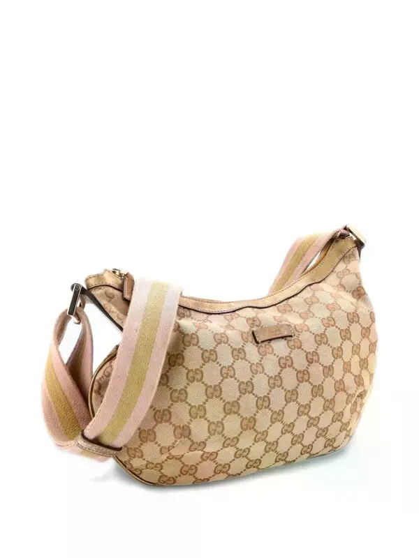 Gucci Saddle Zip Messenger Bag Gg Canvas With Leather Medium Crossbody Bag
