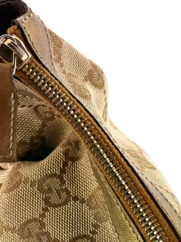 Gucci Saddle Zip Messenger Bag Gg Canvas With Leather Medium Crossbody Bag