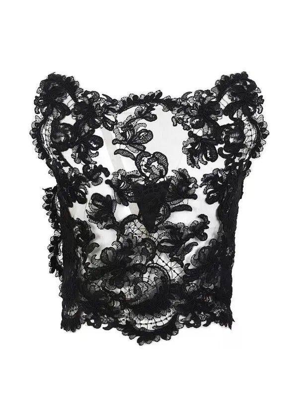 Ermanno Scervino Lace-panelled Velvet Top