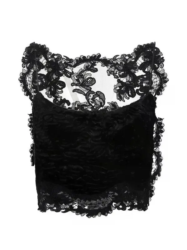 Ermanno Scervino Lace-panelled Velvet Top