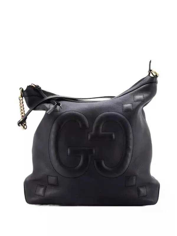 Gucci Apollo Gg Embossed Calfskin Medium Hobo Bag