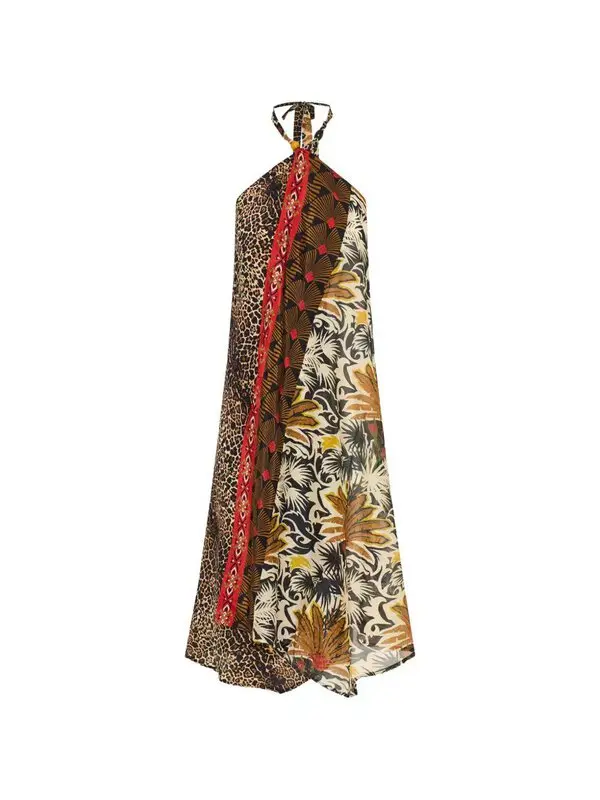Anjuna Celine Patchwork Leopard-print Pareo Midi Dress