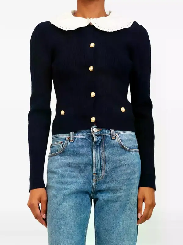 Alessandra Rich Cable-knit Cropped Cardigan