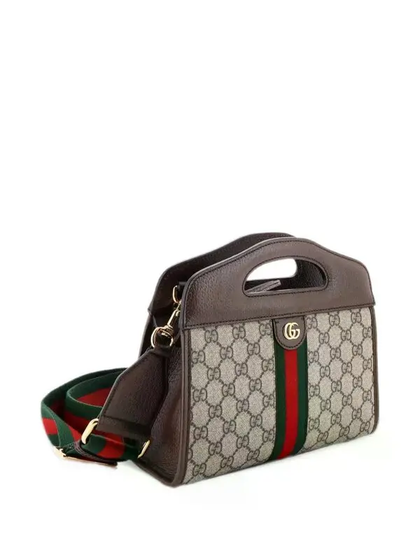 Gucci Ophidia Cut Out Handle Bag Gg Coated Canvas With Leather Small Shoulder Bag