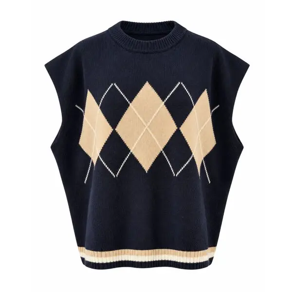 LUELLA FASHION Torridon Cashmere Blend Tank Top Navy & Oat