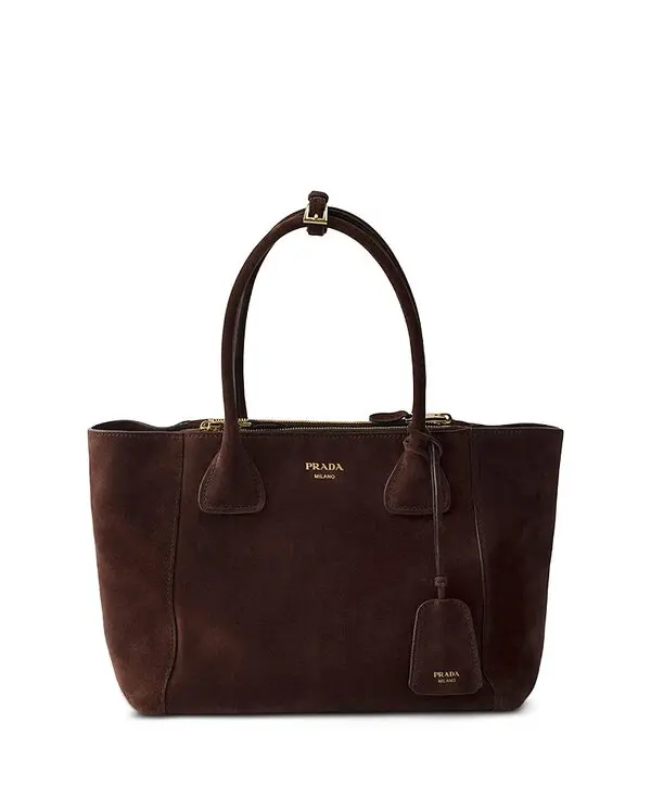 Prada Medium Suede Tote Bag - Brown