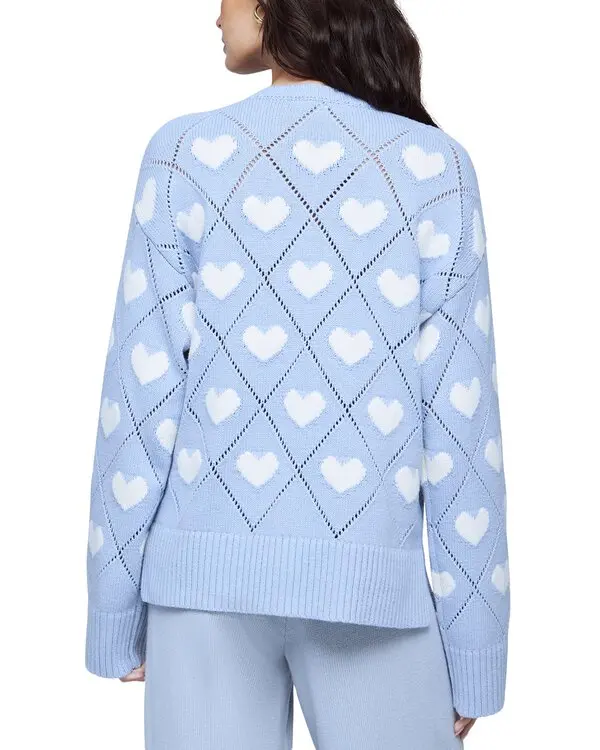 Splendid Pointelle Knit Heart Sweater - Alpine/shell