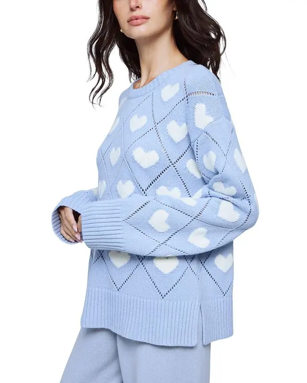 Splendid Pointelle Knit Heart Sweater - Alpine/shell