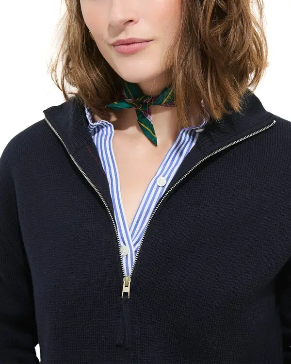 ALEX MILL Daphne Cotton Cashmere Half Zip Sweater