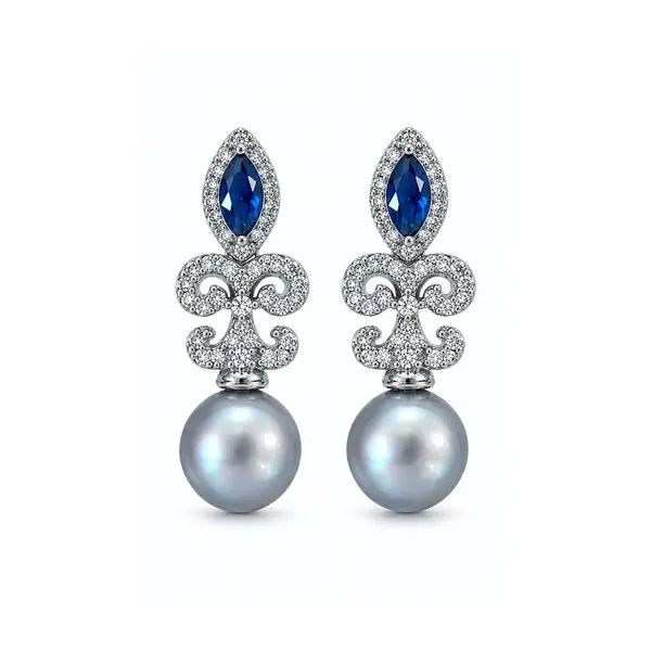 NINEMOO Nacre Gris Arabesque Freshwater Pearl Earrings