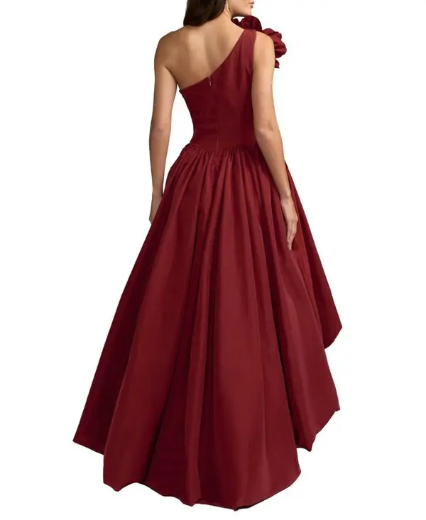 Mac Duggal One Shoulder High Low Gown With 3d Flower
