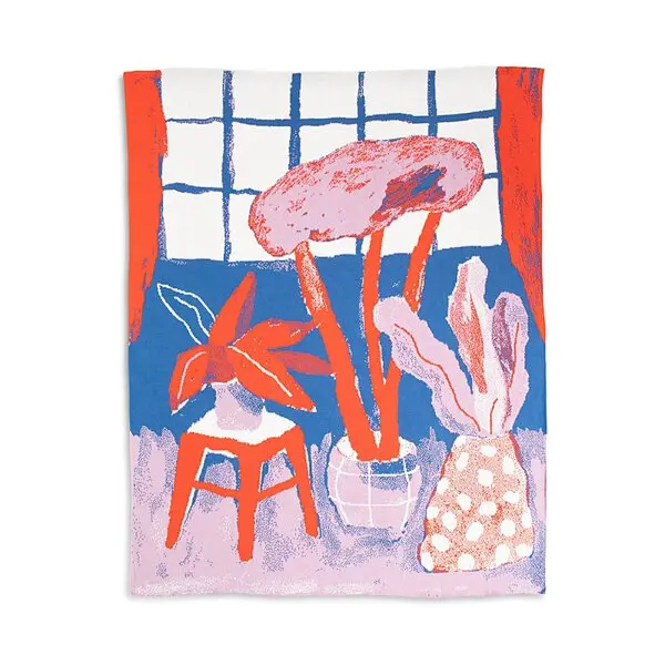 BIQUETTE House Plants Cotton Throw Blanket - Twilight
