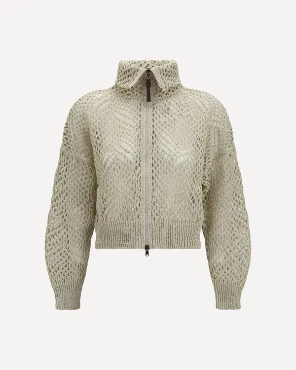 Brunello Cucinelli Open-knit Zip-up Cardigan Feale