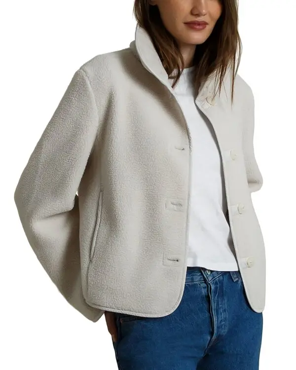 PERFECTWHITETEE Fleece Button Front Jacket - Sugar