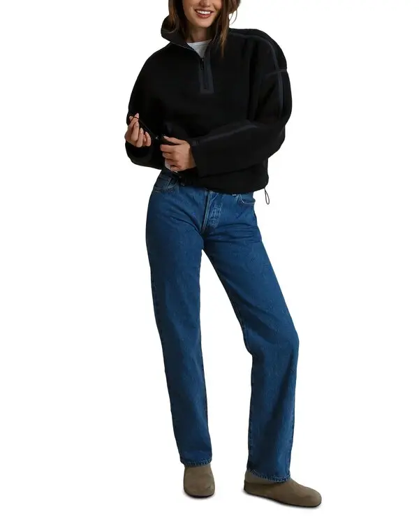 PERFECTWHITETEE Funnel Neck Fleece Sweatshirt - True Black