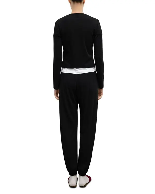 LESET Lauren Cropped V Neck Cardigan - Black
