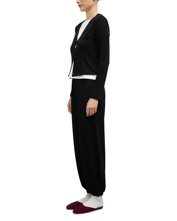 LESET Lauren Cropped V Neck Cardigan - Black