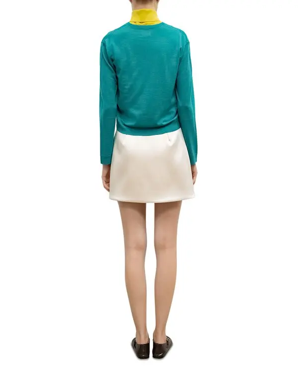 LESET Bobbi Satin Wrap Asymmetric Hem Mini Skirt