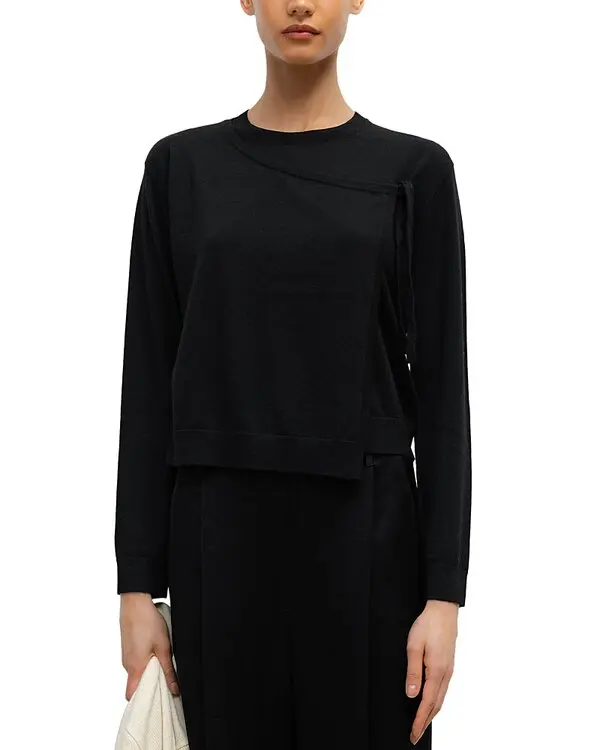 LESET James Merino Wool Tie Crewneck Sweater