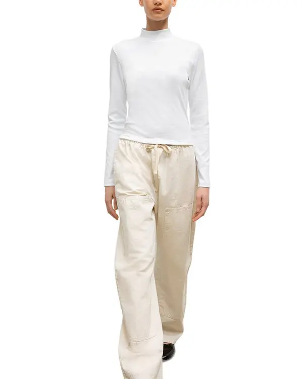 LESET Nando Long Sleeve Mock Neck Cotton Tee - White