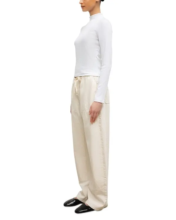 LESET Nando Long Sleeve Mock Neck Cotton Tee - White