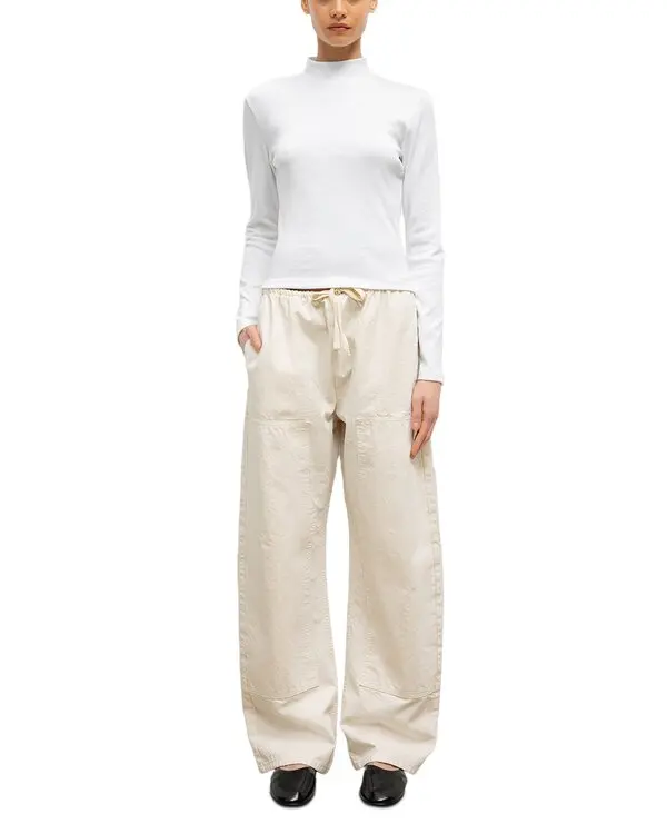 LESET Nando Long Sleeve Mock Neck Cotton Tee - White